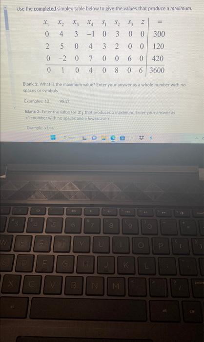 Solved Use the completed simplex table below to give the | Chegg.com