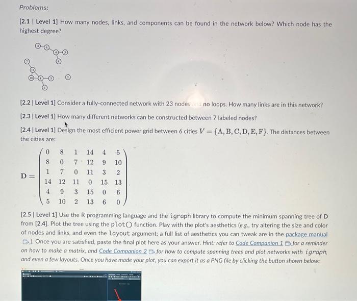 Solved [2.1 I Level 1] How many nodes, links, and components | Chegg.com