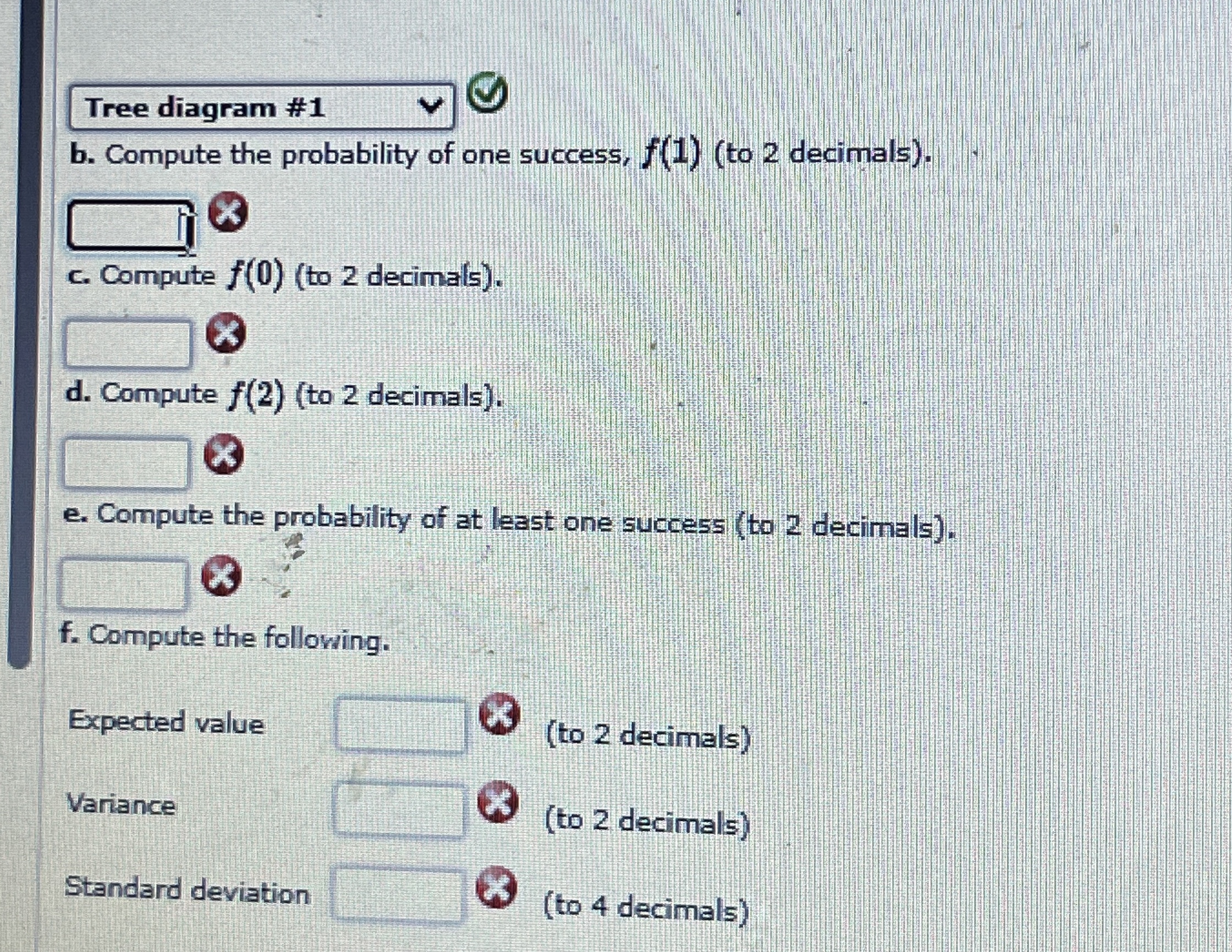 Tree diagram #1b. ﻿Compute the probability of one | Chegg.com