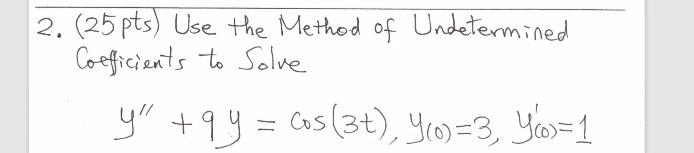 Solved 2. (25pts) Use the Method of Undetermined | Chegg.com
