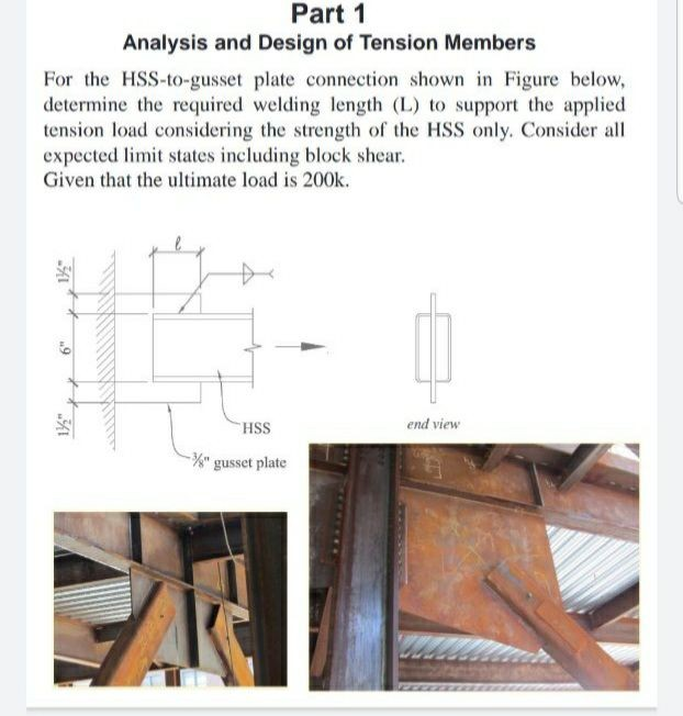 Solved Part 1 Analysis and Design of Tension Members For the | Chegg.com
