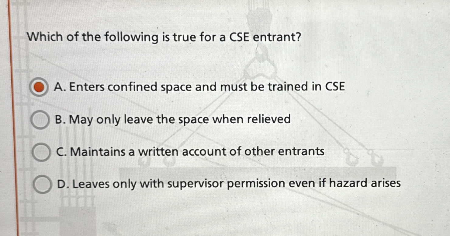 Solved Which of the following is true for a CSE entrant?A. | Chegg.com