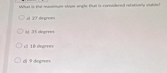 Solved What is the maximum slope angle that is considered | Chegg.com