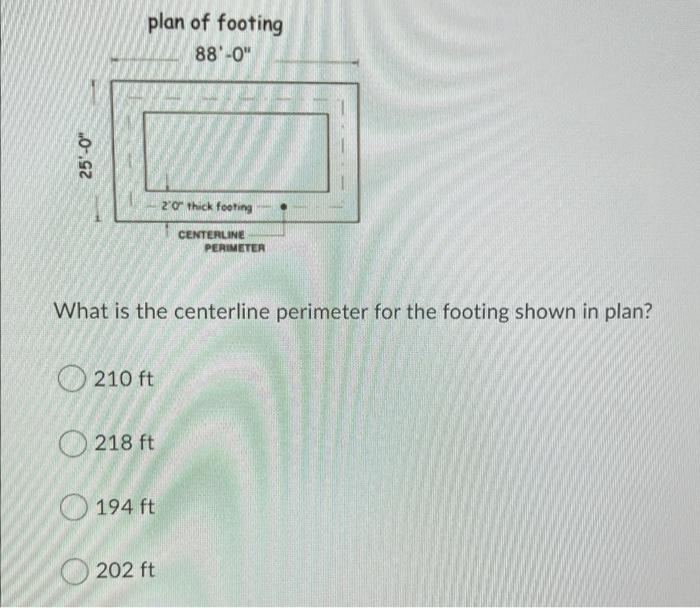 Solved plan of footing 88'-0" 25'-0" zothick footing | Chegg.com