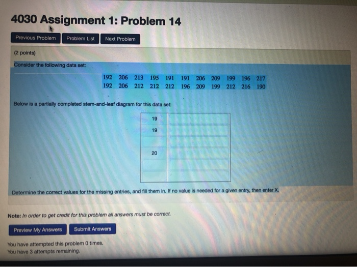 Solved 4030 Assignment 1: Problem 14 Next Problem Previous | Chegg.com