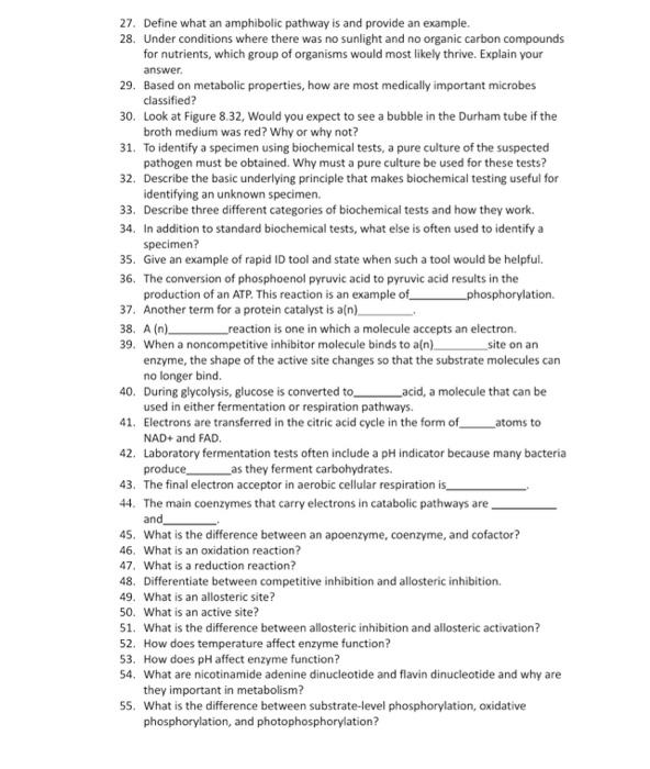 Solved 27. Define what an amphibolic pathway is and provide | Chegg.com