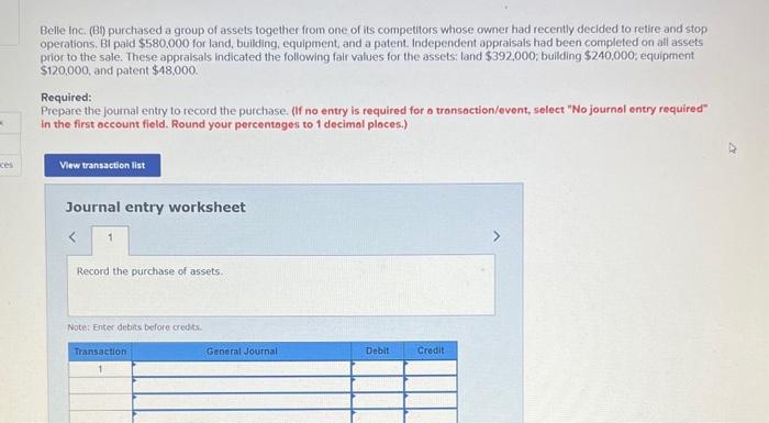 Solved Belle inc, (Bi) purchased a group of assets together | Chegg.com