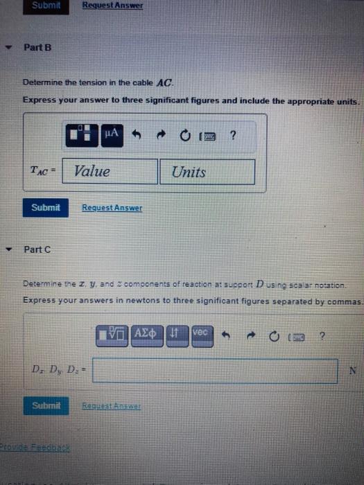 Solved The rod is supported by ball-and-socket joint D and | Chegg.com