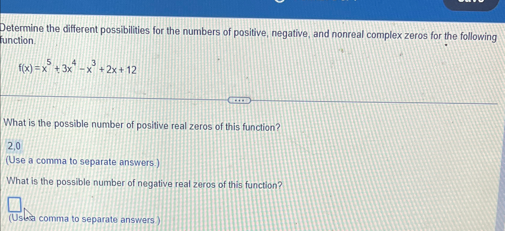 Solved Determine the different possibilities for the numbers | Chegg.com