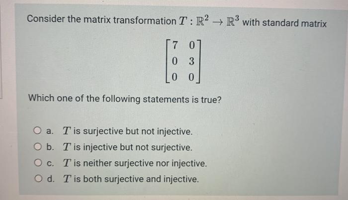 Solved Consider the linear transformation T:R3 → R2 defined | Chegg.com