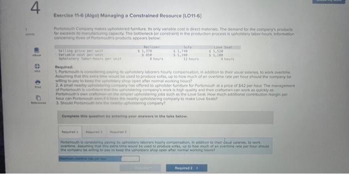 Solved Exercise 11-6 (Algo) Managing a Constrained Resource | Chegg.com Solved Exercise 11-6 (Algo) Managing a Constrained Resource | Chegg.com
