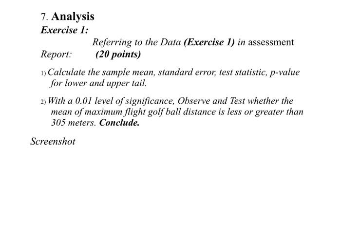 Solved 7. Analysis Exercise 1: Referring to the Data | Chegg.com