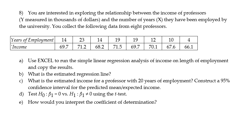 Solved You are interested in exploring the relationship | Chegg.com