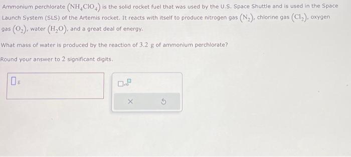 Solved Ammonium perchlorate (NH4ClO4) is the solid rocket | Chegg.com