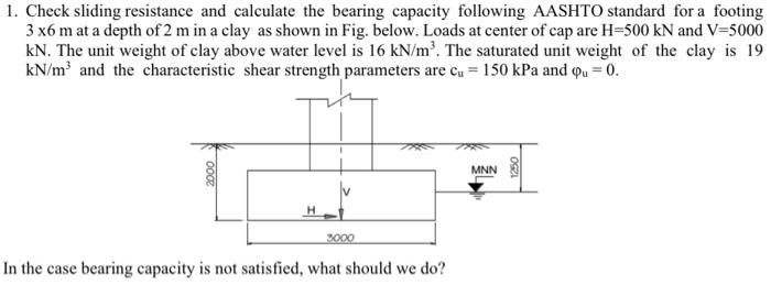 Solved 1. Check sliding resistance and calculate the bearing | Chegg.com