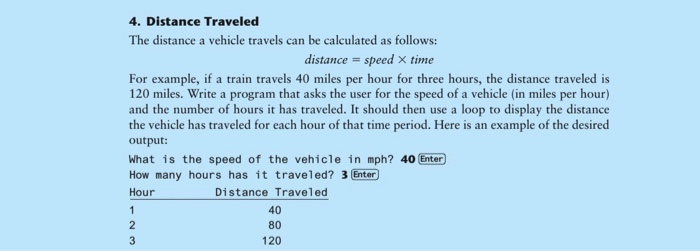 Solved 4. Distance Traveled The distance a vehicle travels | Chegg.com