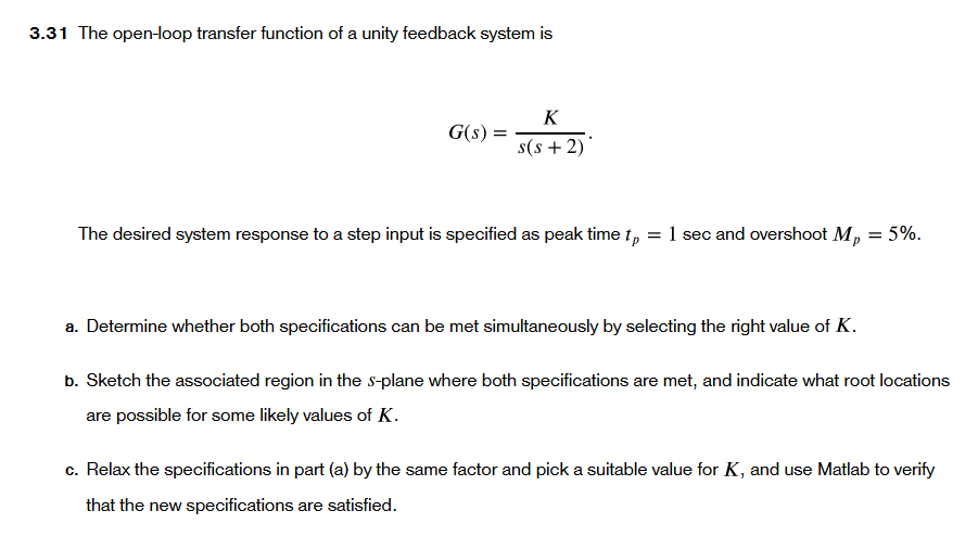 3.31 ﻿The open-loop transfer function of a unity | Chegg.com