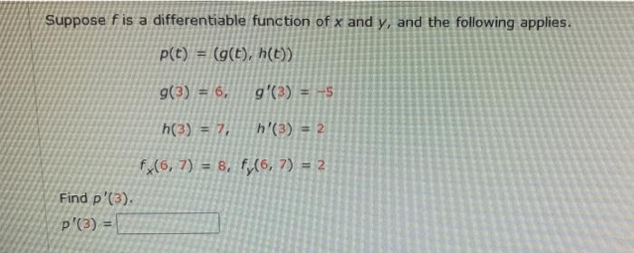 Solved Suppose f is a differentiable function of x and y, | Chegg.com