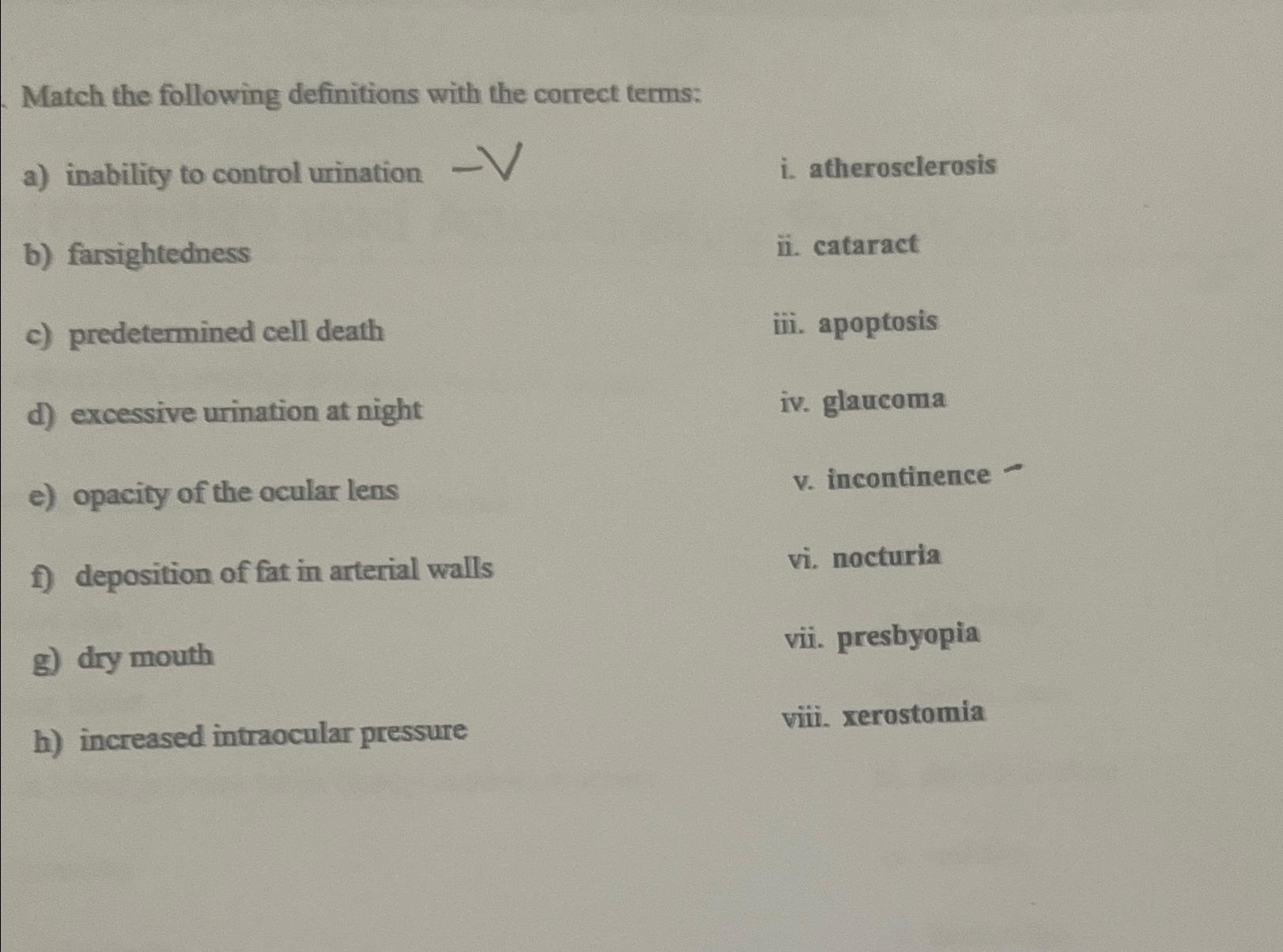 Solved Match the following definitions with the correct | Chegg.com
