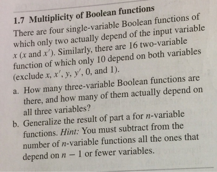 Solved 17 Multiplicity Of Boolean Functions There Are Four 5650