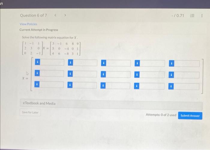 Solved Solve the following matrix equation for X. | Chegg.com