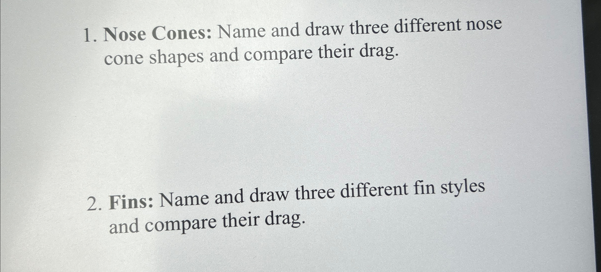 Solved Nose Cones: Name and draw three different nose cone | Chegg.com