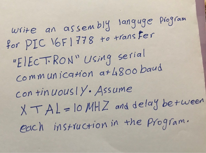 Write An Assembly Languge Program For Pic 16f1778 To