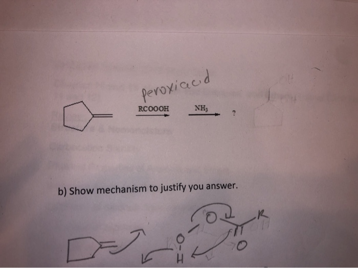 Solved peroxiacid RCOOOH NH b) Show mechanism to justify you | Chegg.com
