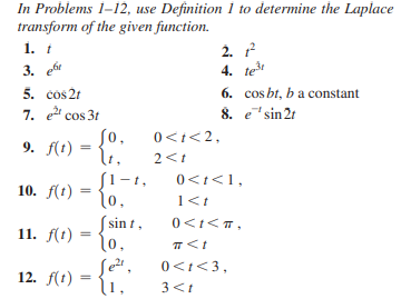Solved In ﻿Problems 1-12, ﻿use Definition 1 to ﻿determine | Chegg.com