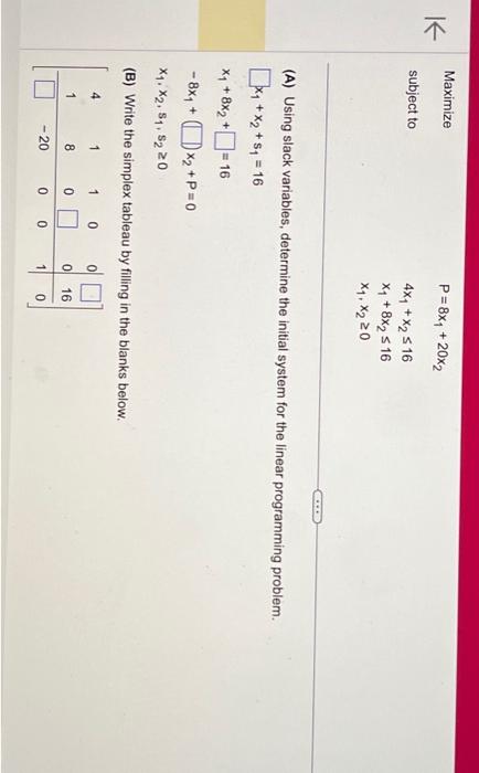 Solved Using Slack Variables Determine The Initial System 7524