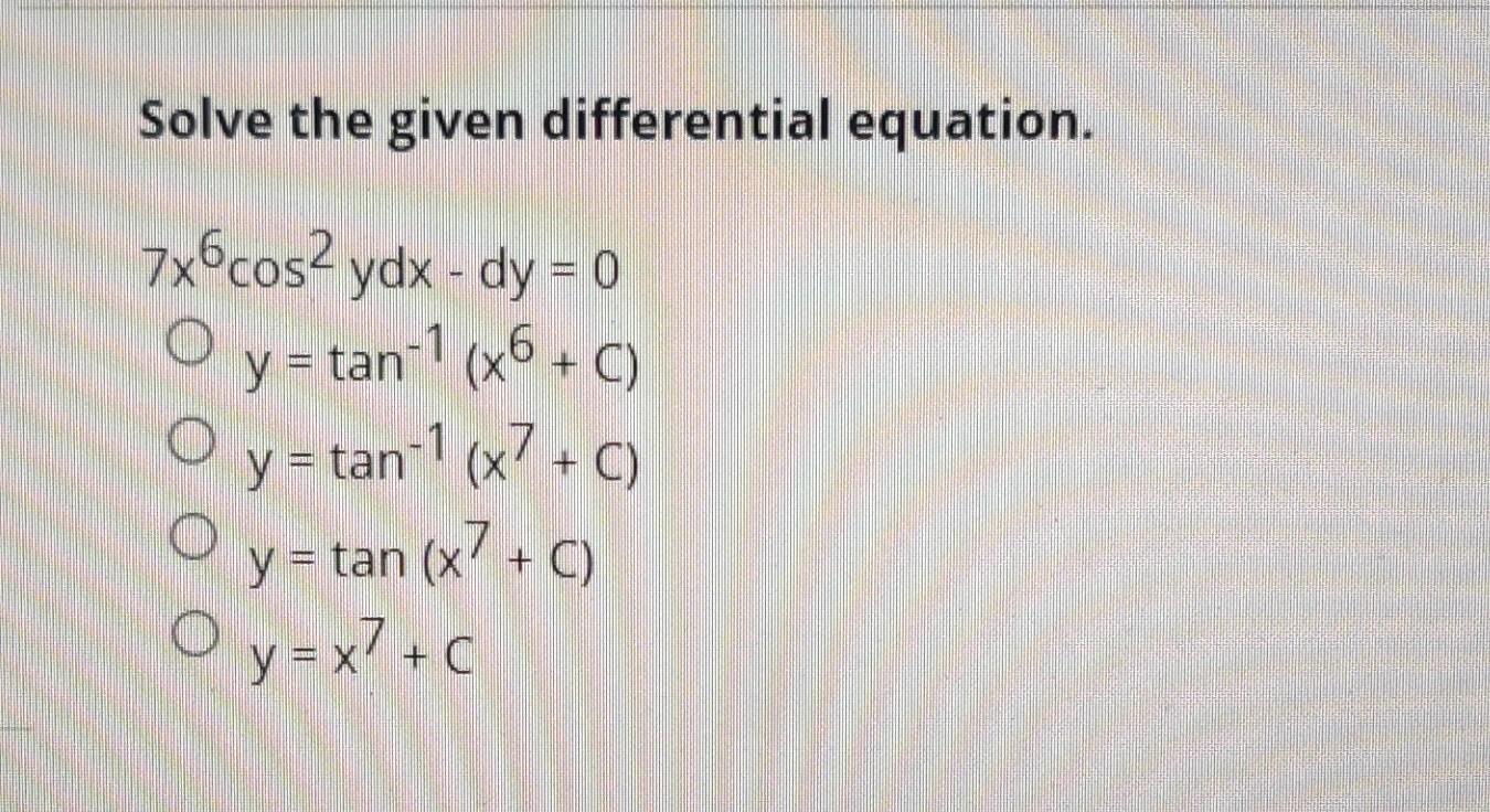 Solved Solve the given differential equation. | Chegg.com