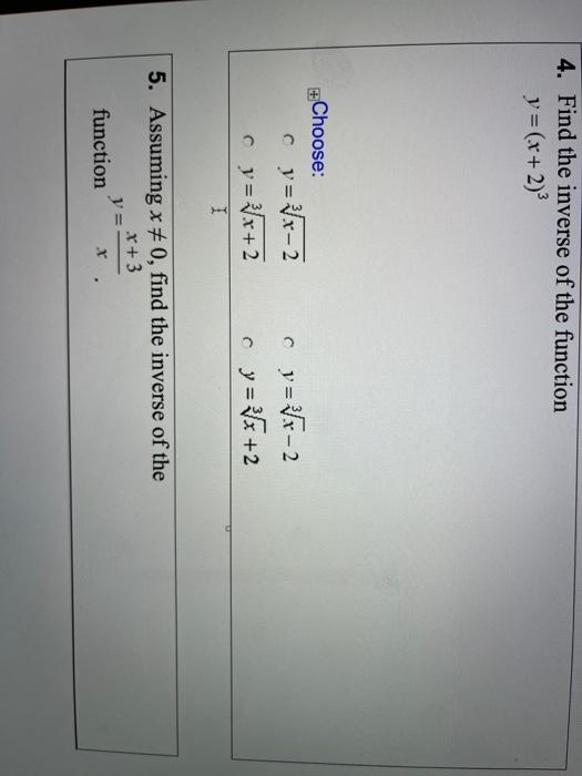Solved Practice with inverse of Functions Directions: Read | Chegg.com