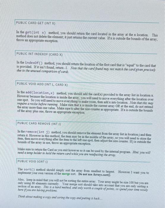 Solved CS145 - PROGRAMMING ASSIGNMENT CARD ARRAY LIST | Chegg.com