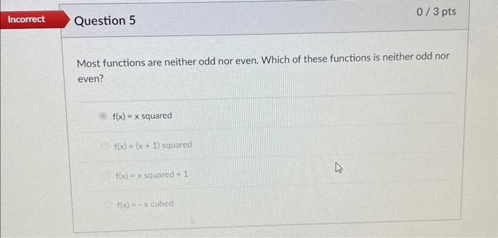 Solved Most functions are neither odd nor even. Which of | Chegg.com