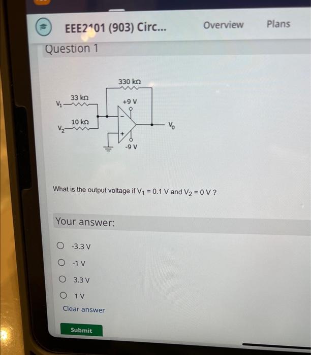 Solved What is the output voltage if V1=0.1 V and V2=0 V ? | Chegg.com