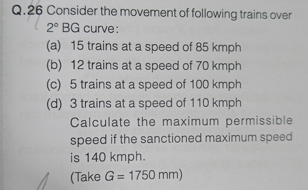 Solved Q. 26 ﻿Consider the movement of following trains over | Chegg.com