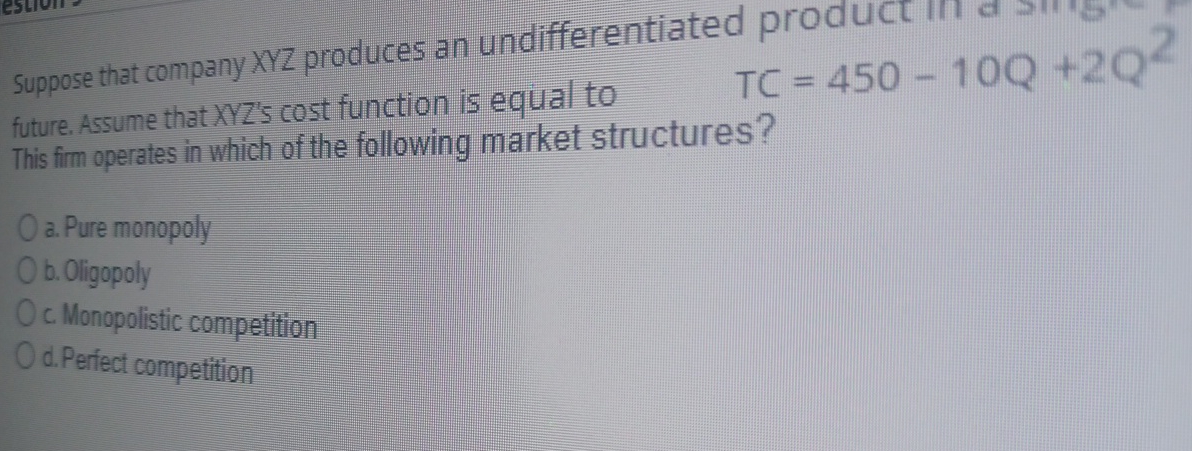 Solved Suppose that company XYZ produces an undifferentiated | Chegg.com