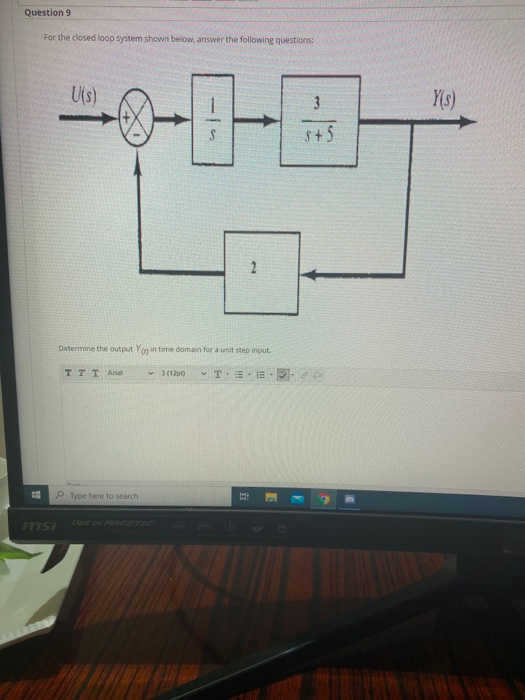 Solved Question 9 For the closed loop system shown below, | Chegg.com
