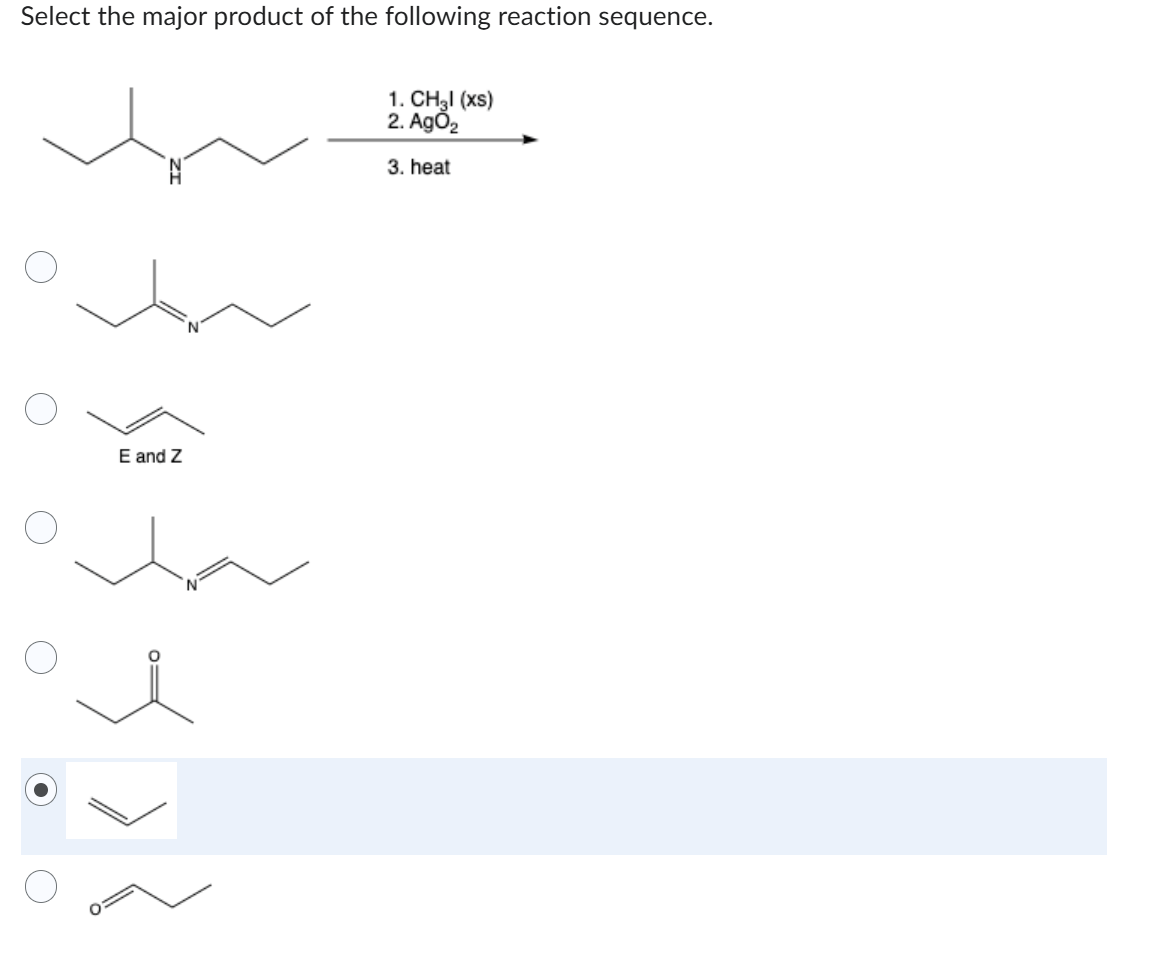 Solved Select the major product of the following reaction | Chegg.com