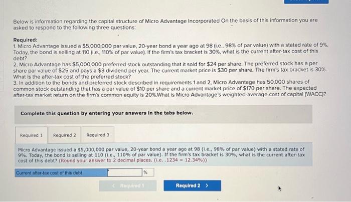 Solved Below is information regarding the capital structure | Chegg.com