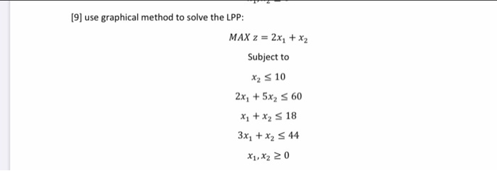 Solved [9] use graphical method to solve the LPP: MAX z = | Chegg.com