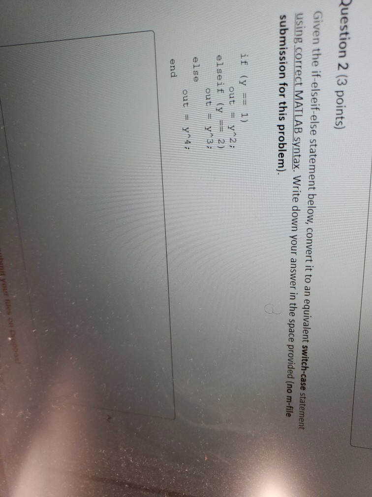 Solved Question 2 (3 points) Given the if-elseif-else | Chegg.com