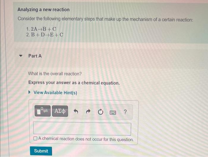 Solved Analyzing a new reaction Consider the following | Chegg.com