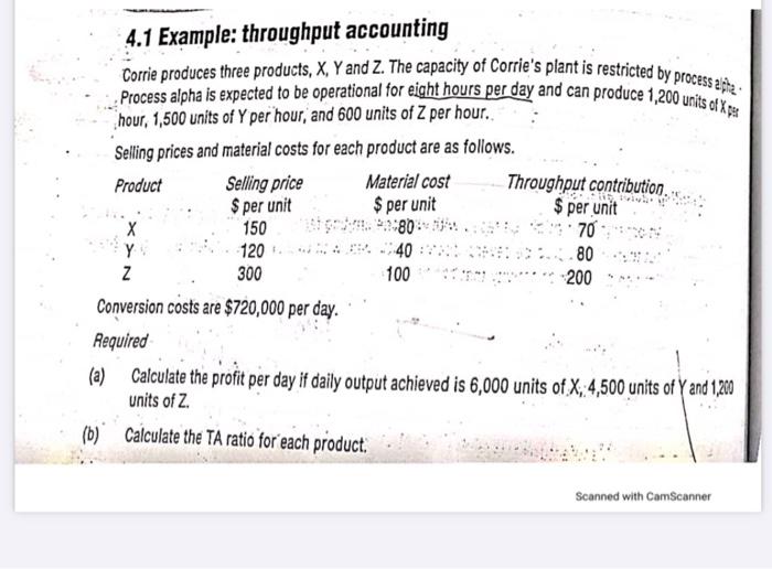 Solved 4.1 Example: throughput accounting Process alpha is | Chegg.com