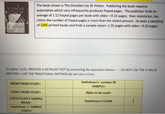 Solved The book shown is The Outsiders by SE Hinton. | Chegg.com