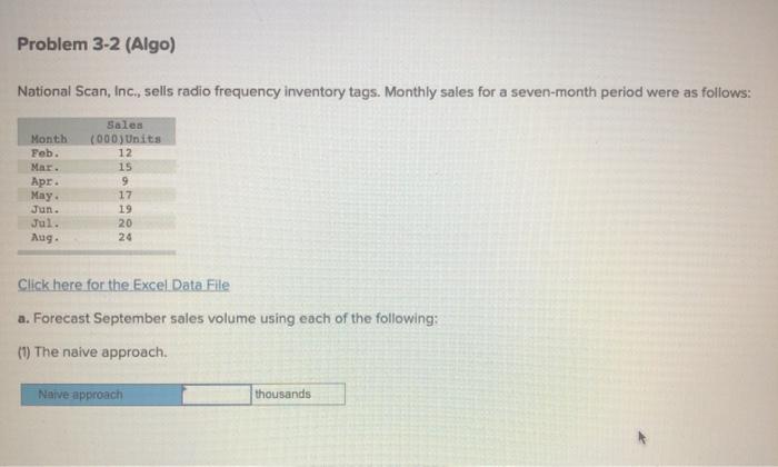 Solved Problem 3-2 (Algo) National Scan, Inc., sells radio | Chegg.com