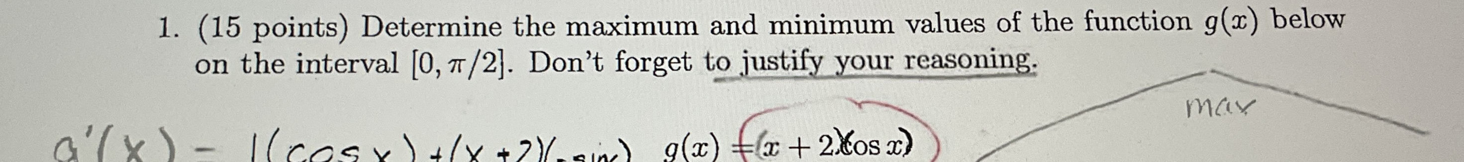 Solved (15 ﻿points) ﻿Determine the maximum and minimum | Chegg.com