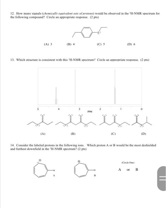 Solved 12. How many signals (chemically equivalent sets of | Chegg.com