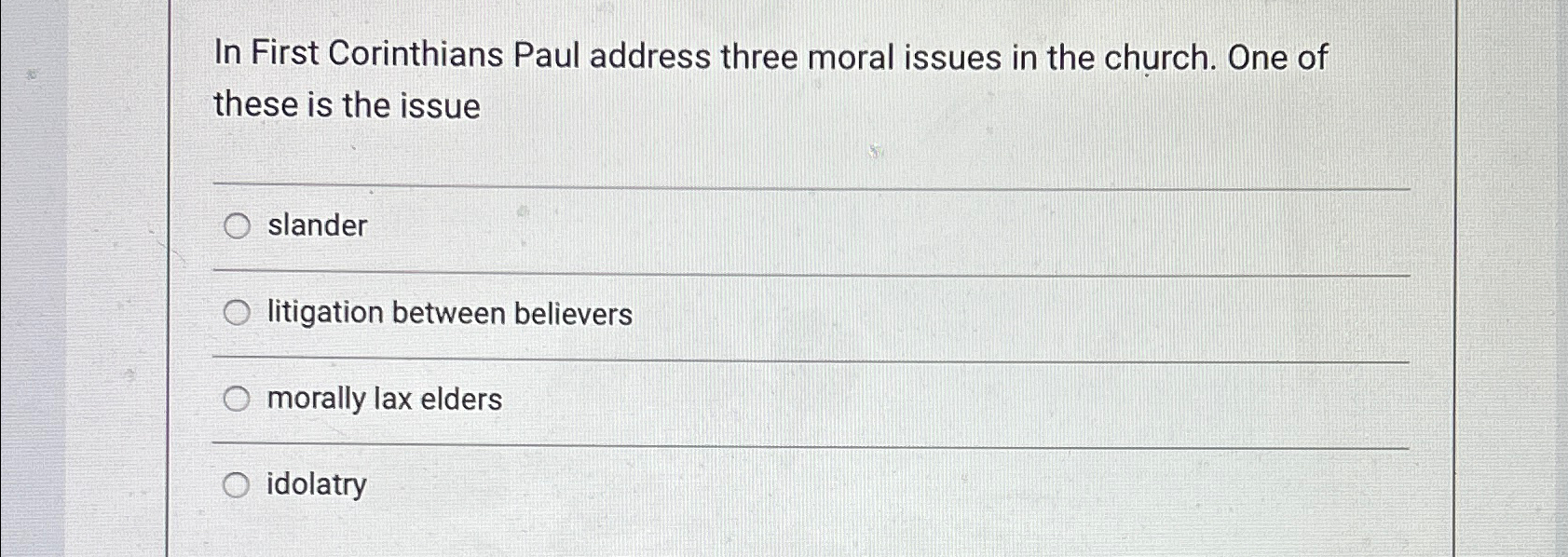 Solved In First Corinthians Paul address three moral issues | Chegg.com