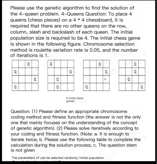 Solved Please use the genetic algorithm to find the solution | Chegg.com